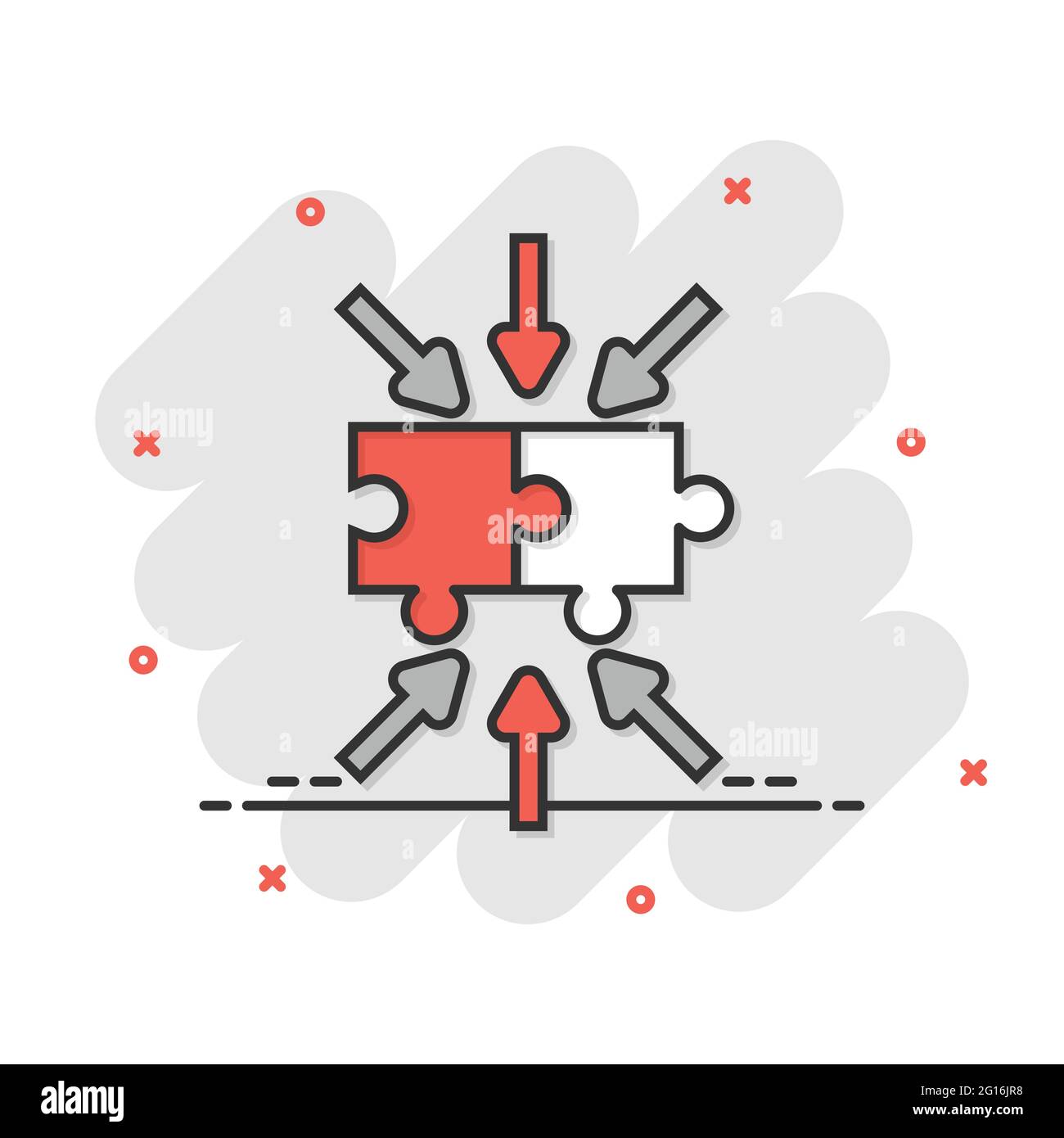 Puzzle jigsaw icon in comic style. Solution compatible cartoon vector ...