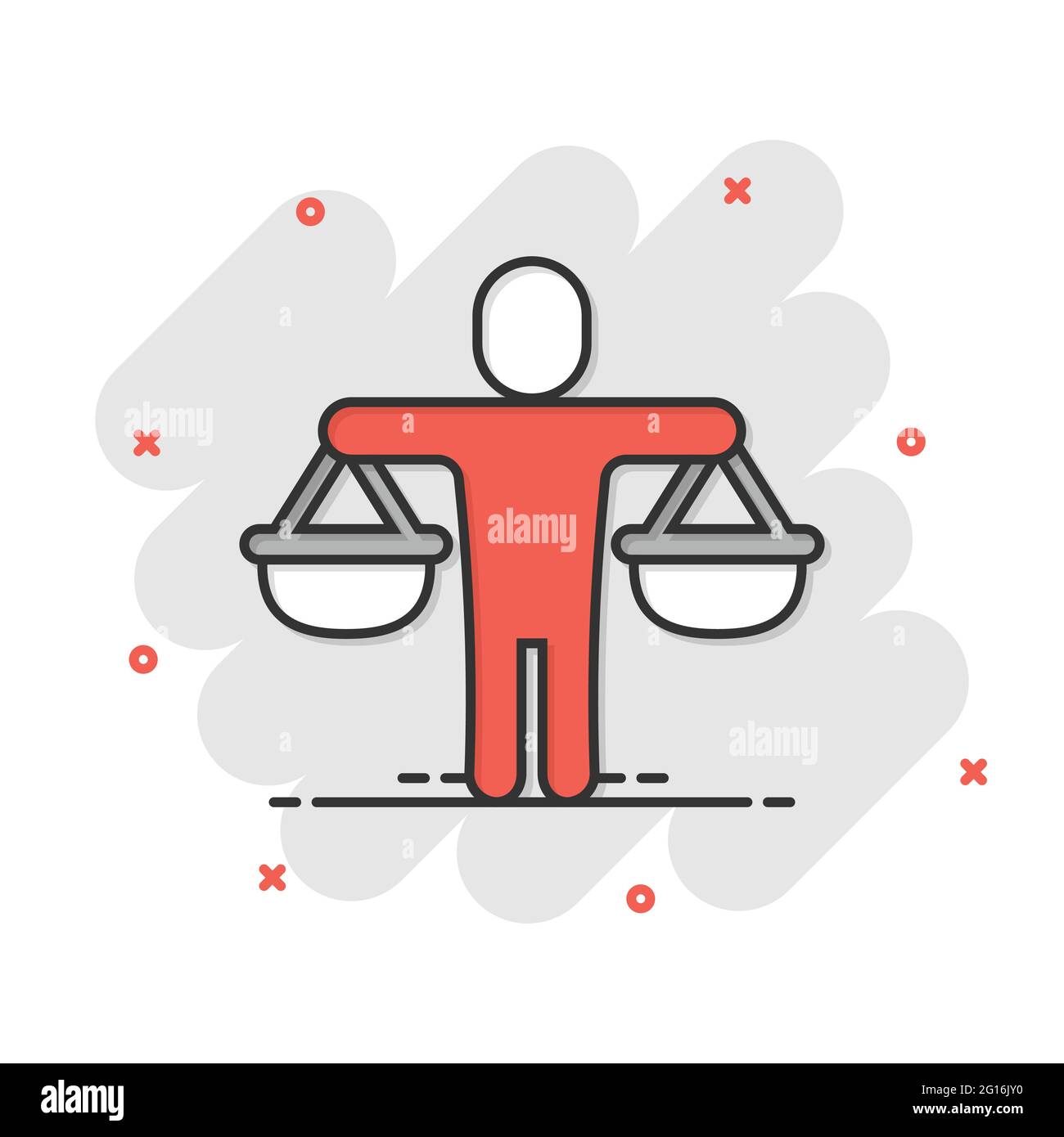 Ethic balance icon in comic style. Honesty cartoon vector illustration ...