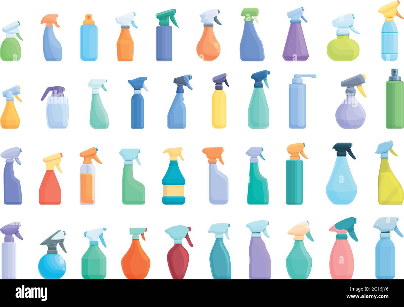 Spray bottle icons set. Cartoon set of spray bottle vector icons for ...