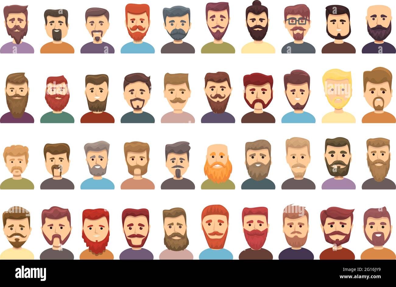 Beard icons set. Cartoon set of beard vector icons for web design Stock ...