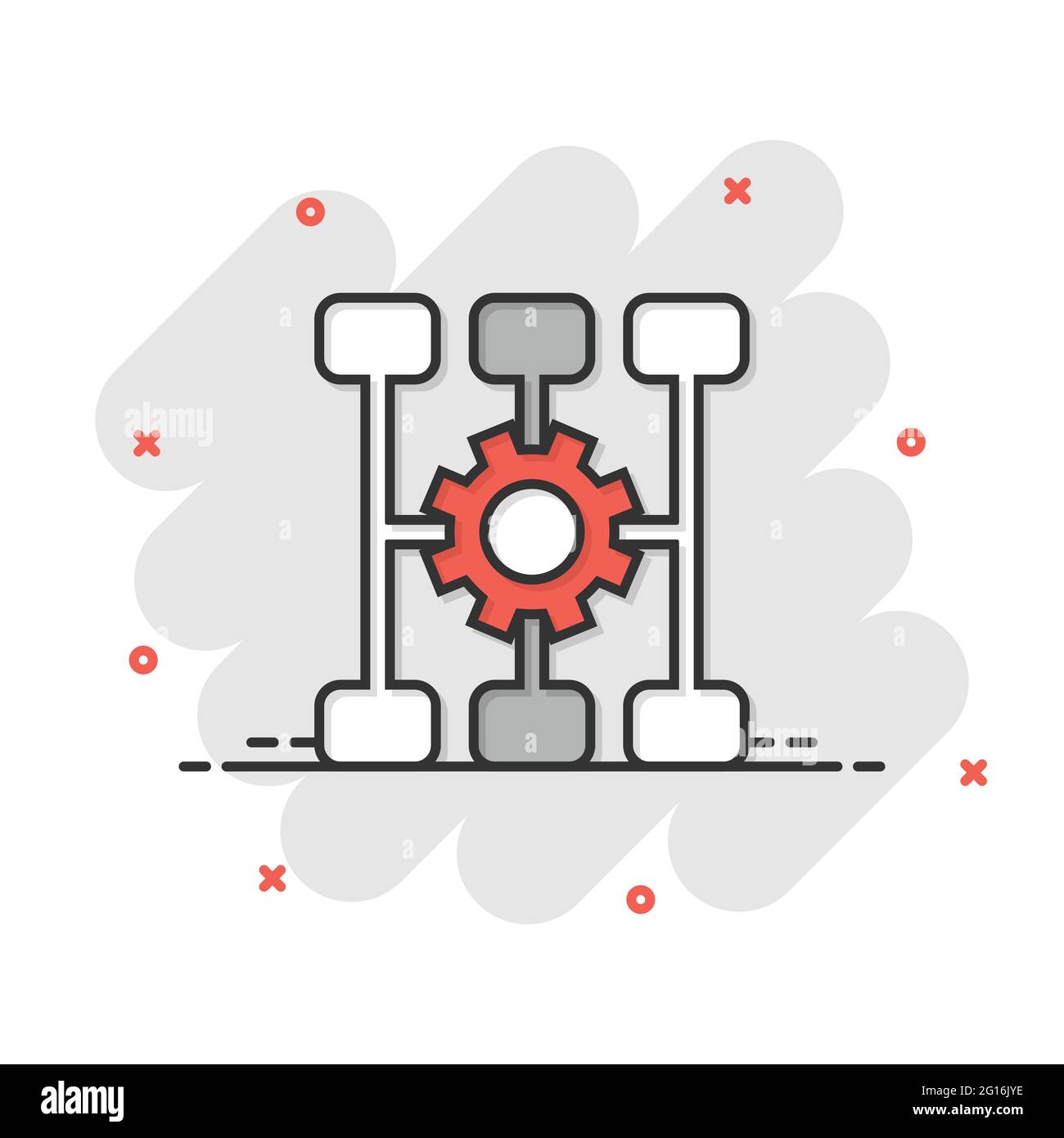 Improvement icon in comic style. Gear project cartoon vector ...