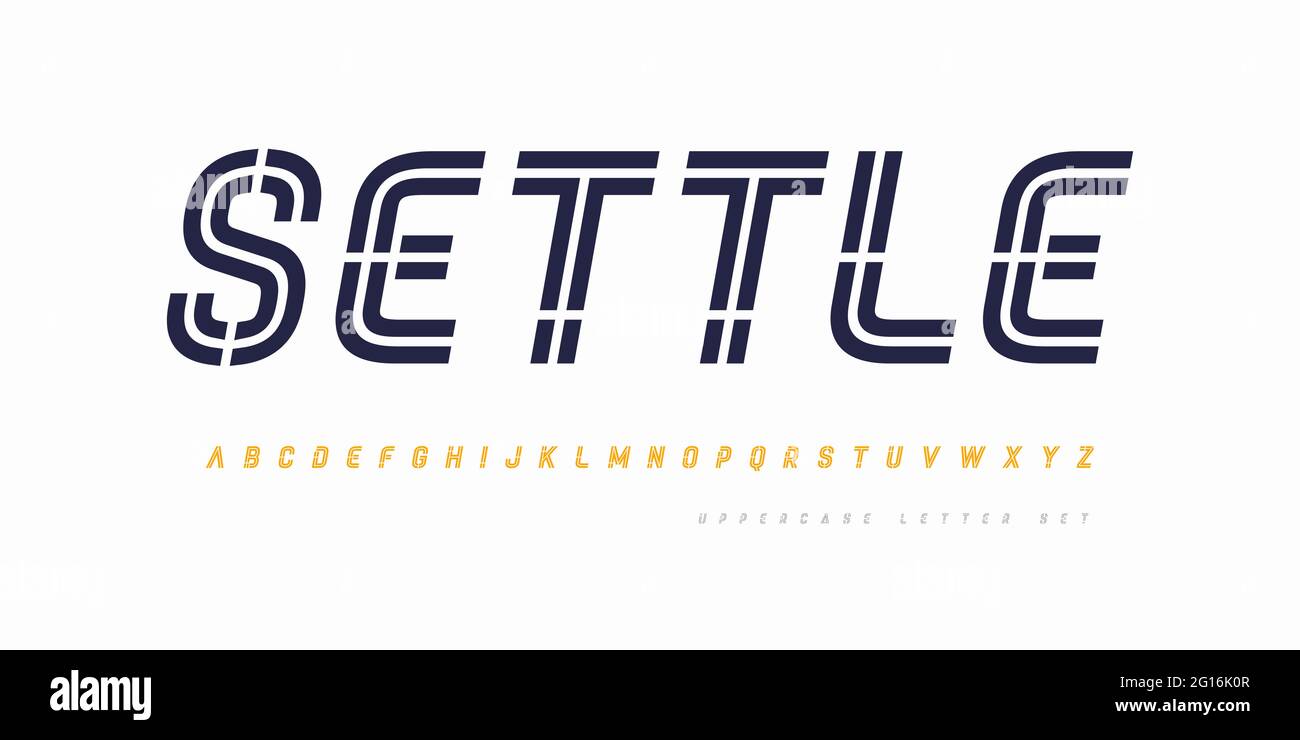 Vector inline stencil uppercase letter set, italic alphabet, font ...