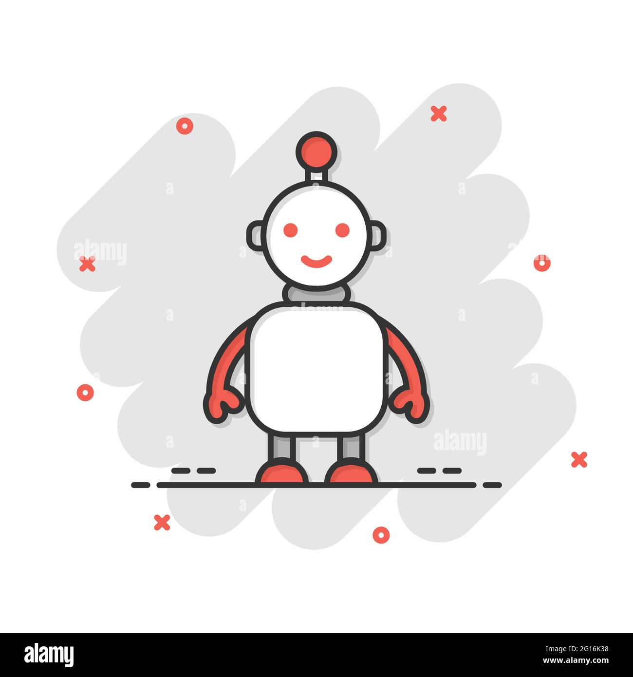 Cute robot chatbot icon in comic style. Bot operator cartoon vector ...