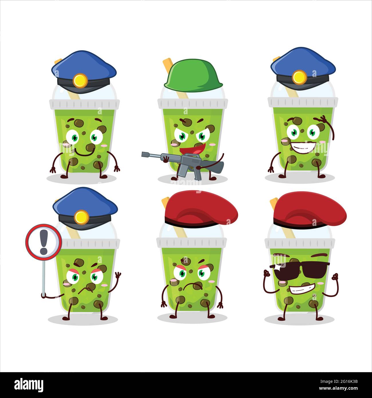 A dedicated Police officer of melon milk with boba mascot design style ...