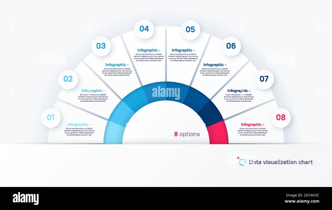 Vector round infographic chart template in the form of semicircle ...