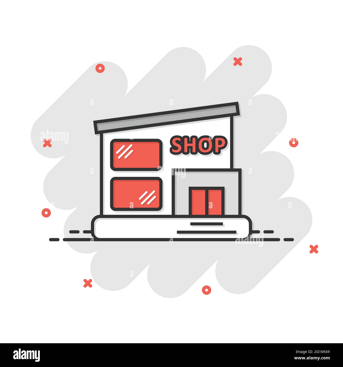 Mall icon in comic style. Store cartoon vector illustration on white ...