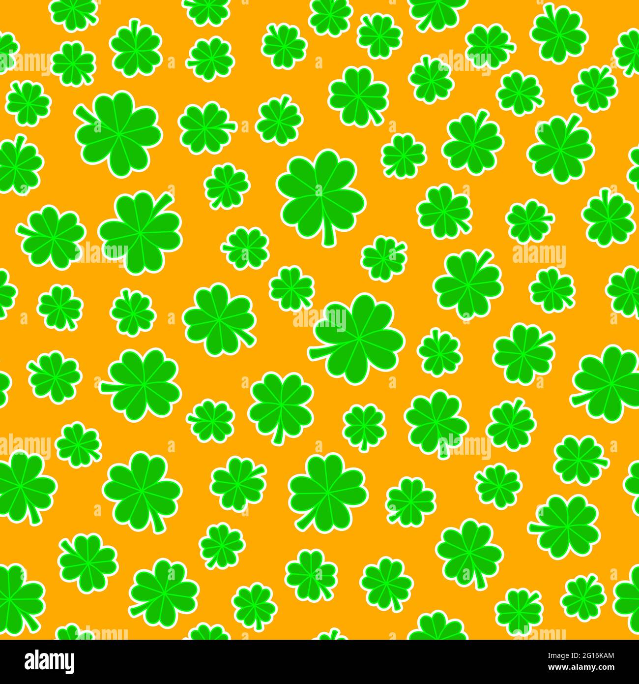 Green lucky clover leaves background. Seamless vector pattern. Green foliage jungle pattern ...