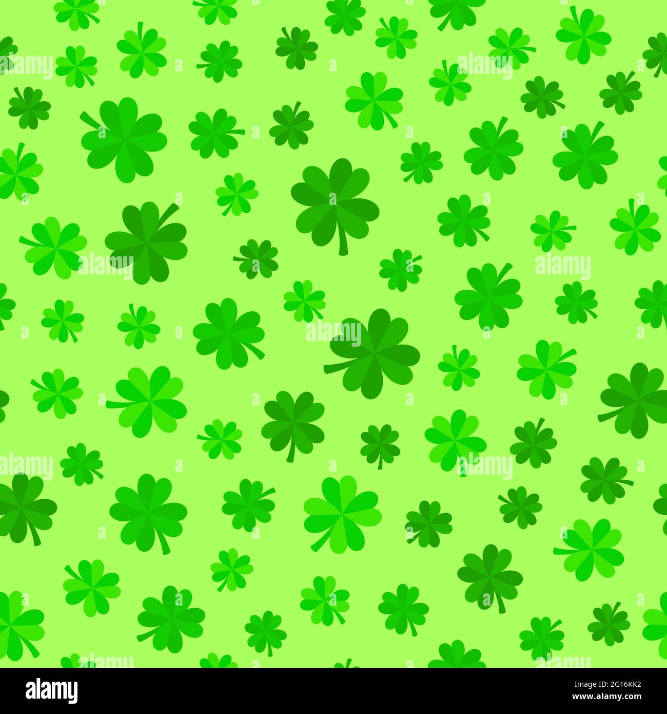 Green Lucky Clover Leaves Background Seamless Vector Pattern Green