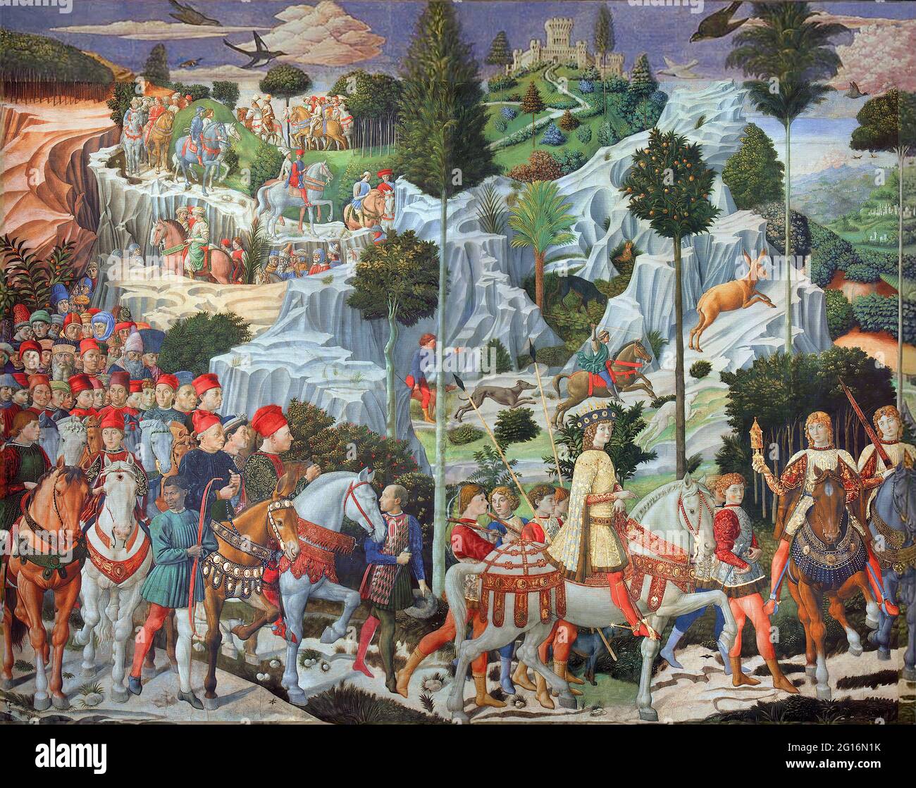 Benozzo Gozzoli - Journey of the Magi East Wall Stock Photo - Alamy