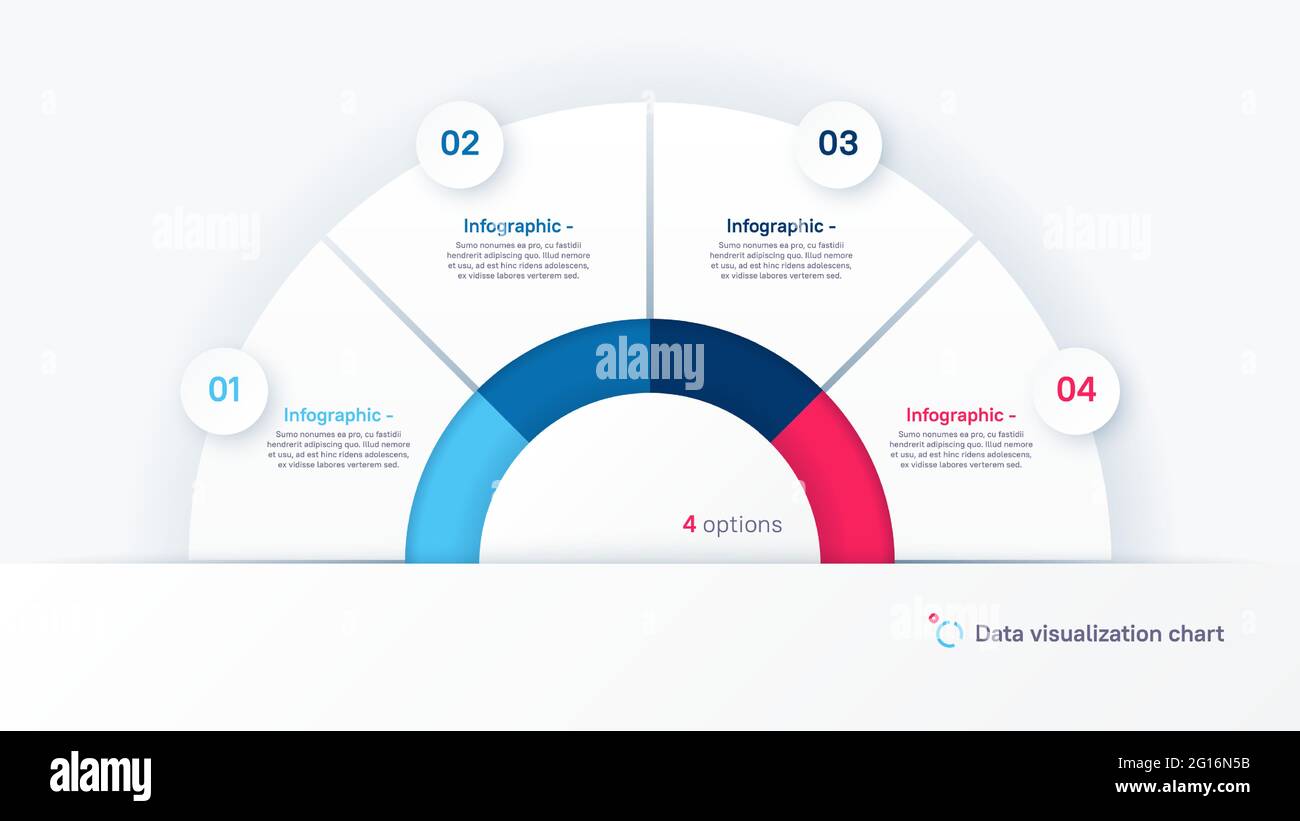 Vector round infographic chart template in the form of semicircle ...