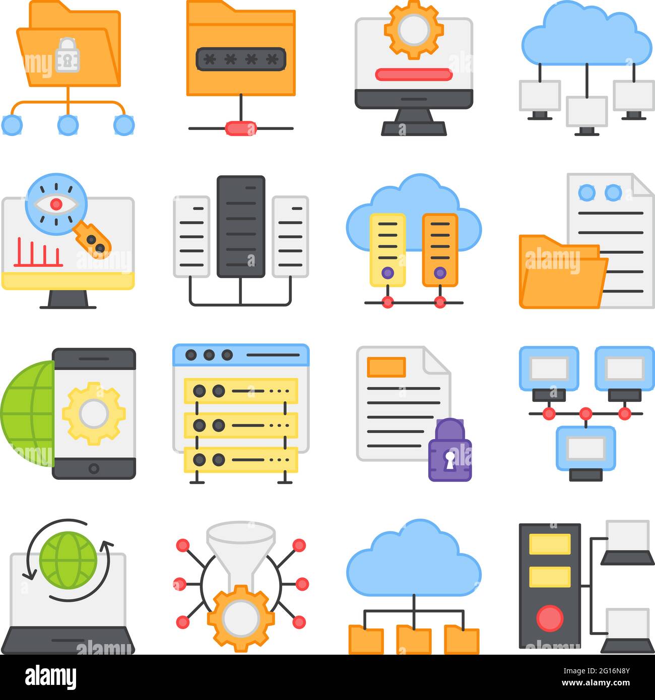 Pack of Data and Hardware Flat Icons Stock Vector Image & Art - Alamy