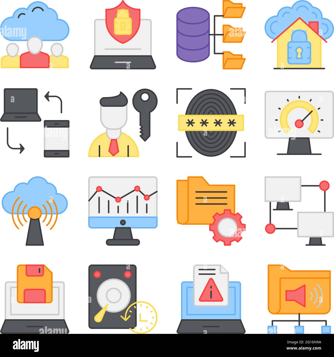 Pack of Computer and Network Flat Icons Stock Vector Image & Art - Alamy
