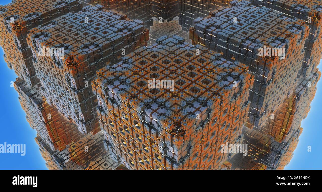 Picture of three-dimensional spaceship fractals in motion Stock Photo ...