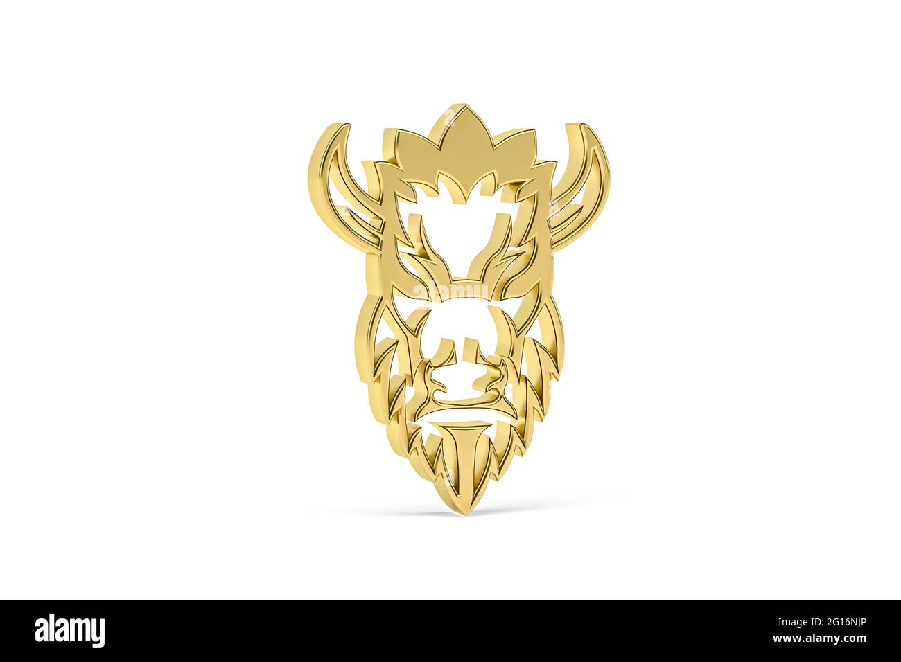 Golden 3d bison icon isolated on white background - 3d render Stock ...