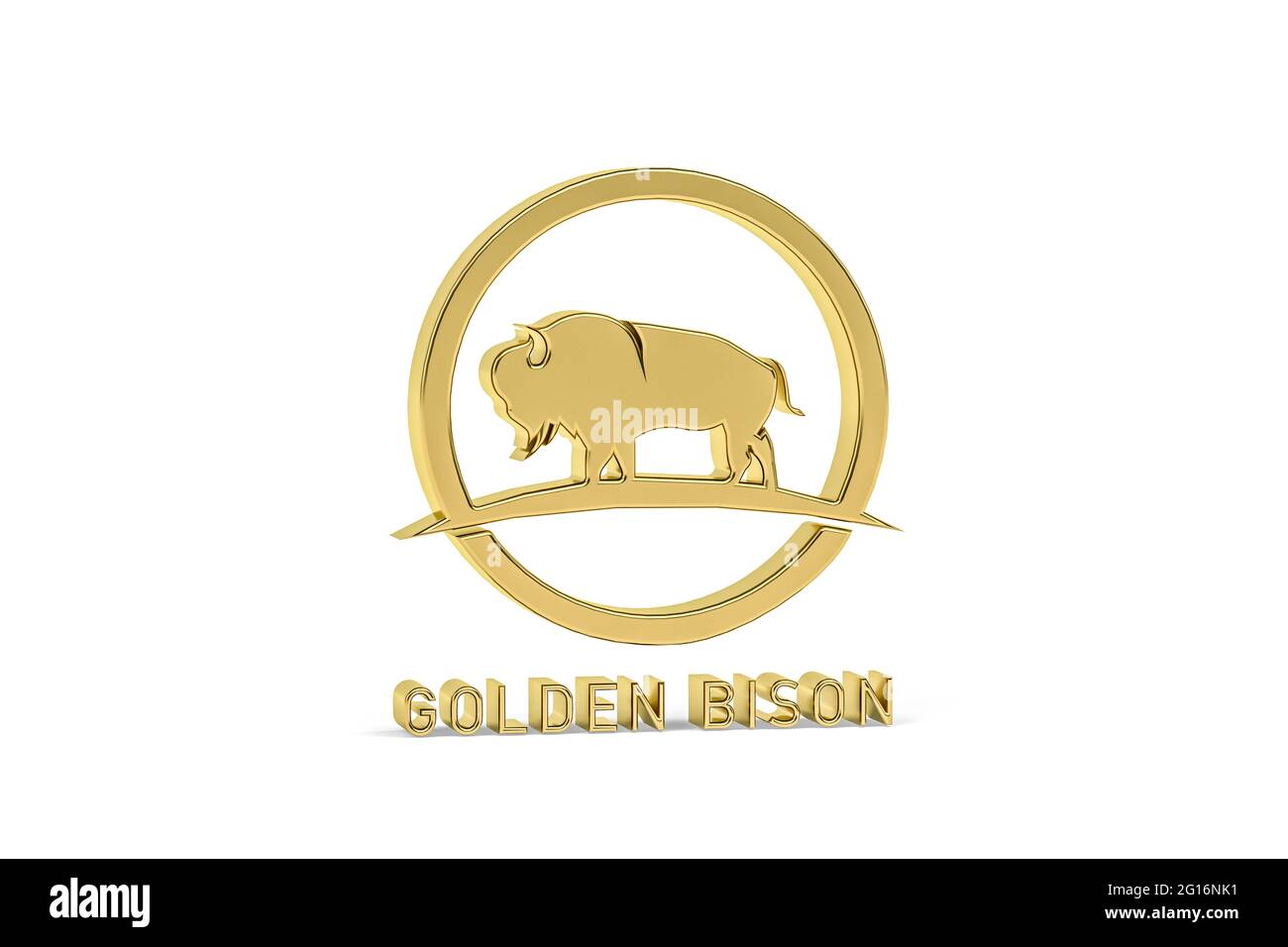 Golden 3d bison icon isolated on white background - 3d render Stock ...