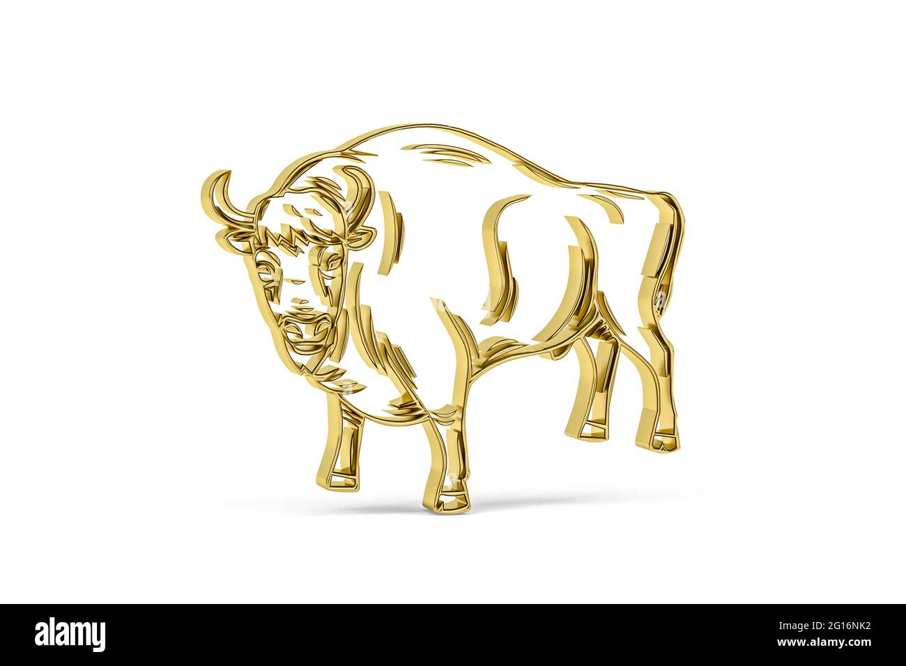 Golden 3d bison icon isolated on white background - 3d render Stock ...