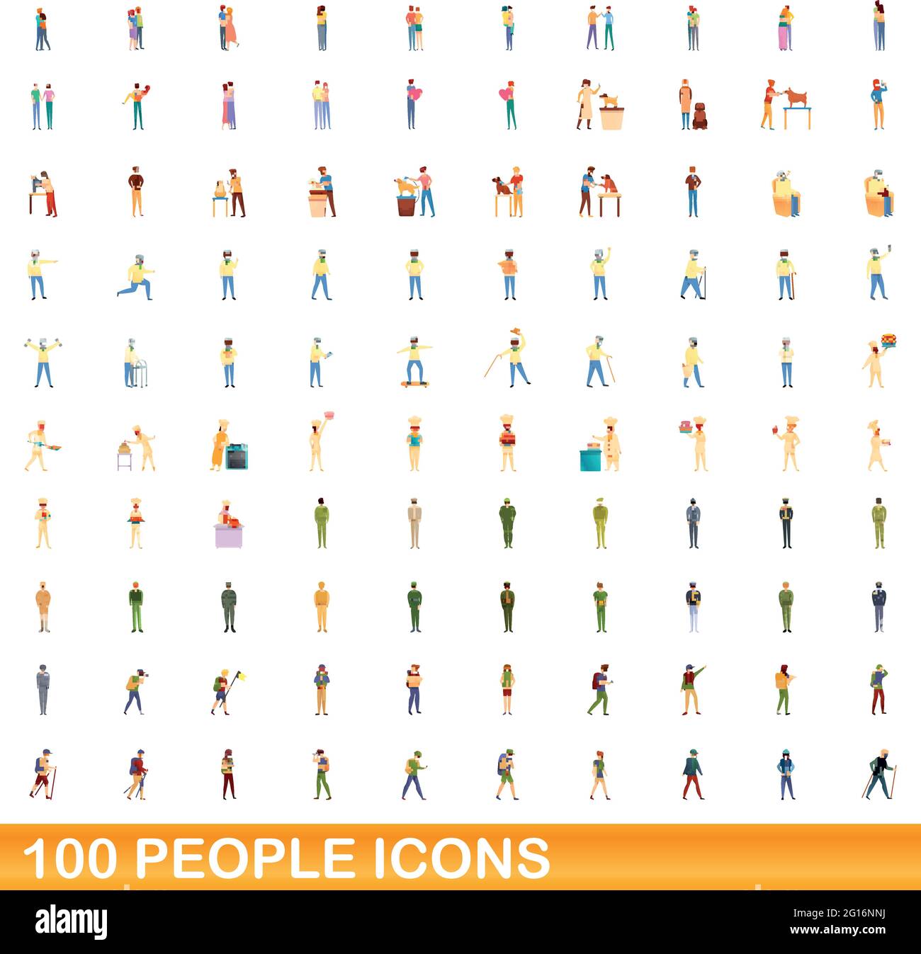 100 people icons set. Cartoon illustration of 100 people icons vector ...