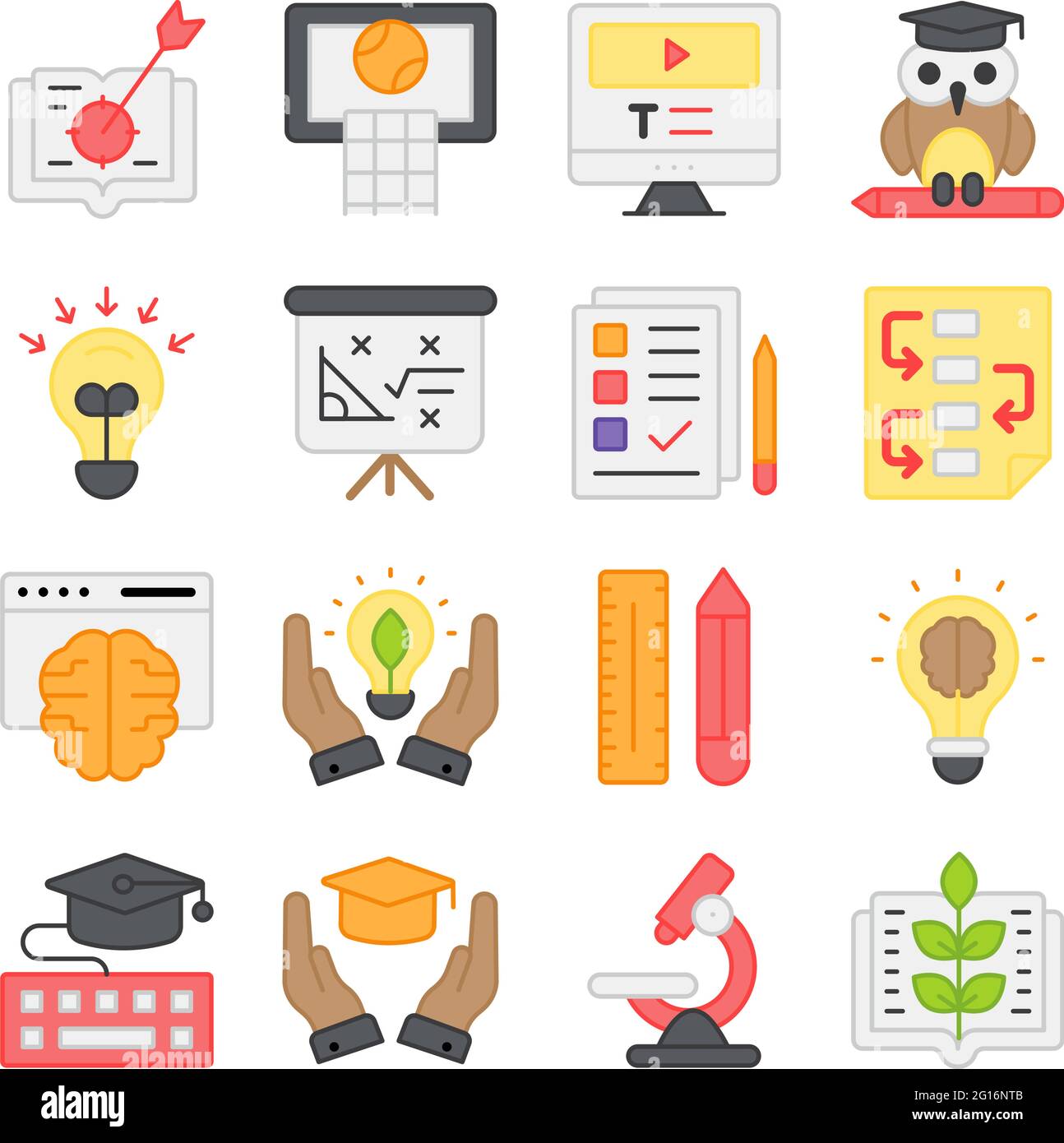 Pack of Education Learning Flat Icons Stock Vector Image & Art - Alamy