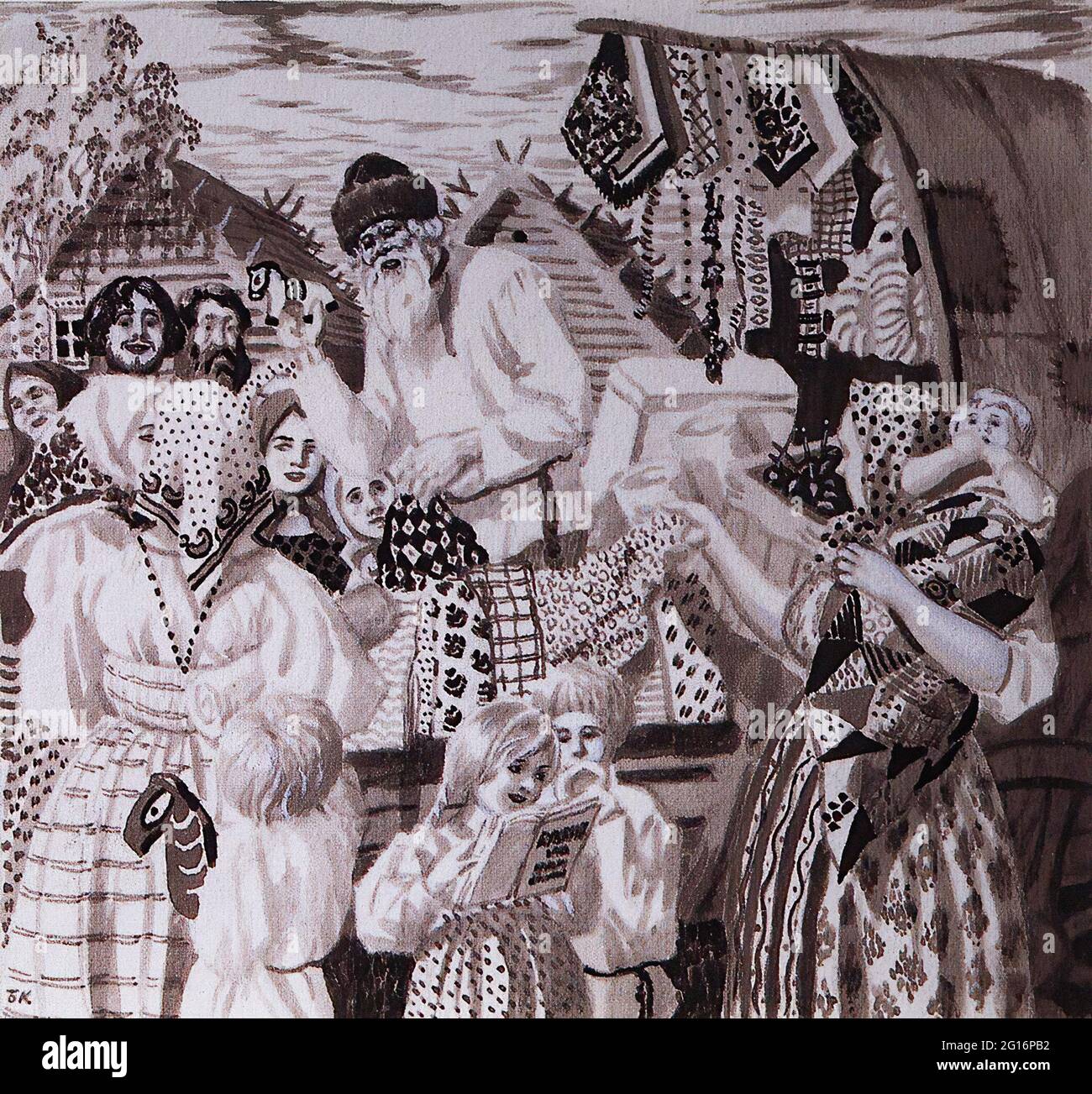 Boris Koustodiev - Illustration Nikolay Nekrasov Poem Uncle Jacob 1921 ...