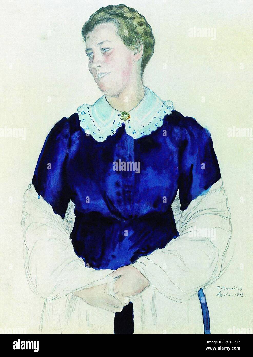 Boris Koustodiev - Portrait Elizabeth Mikhailovn Botkin 1912 Stock ...