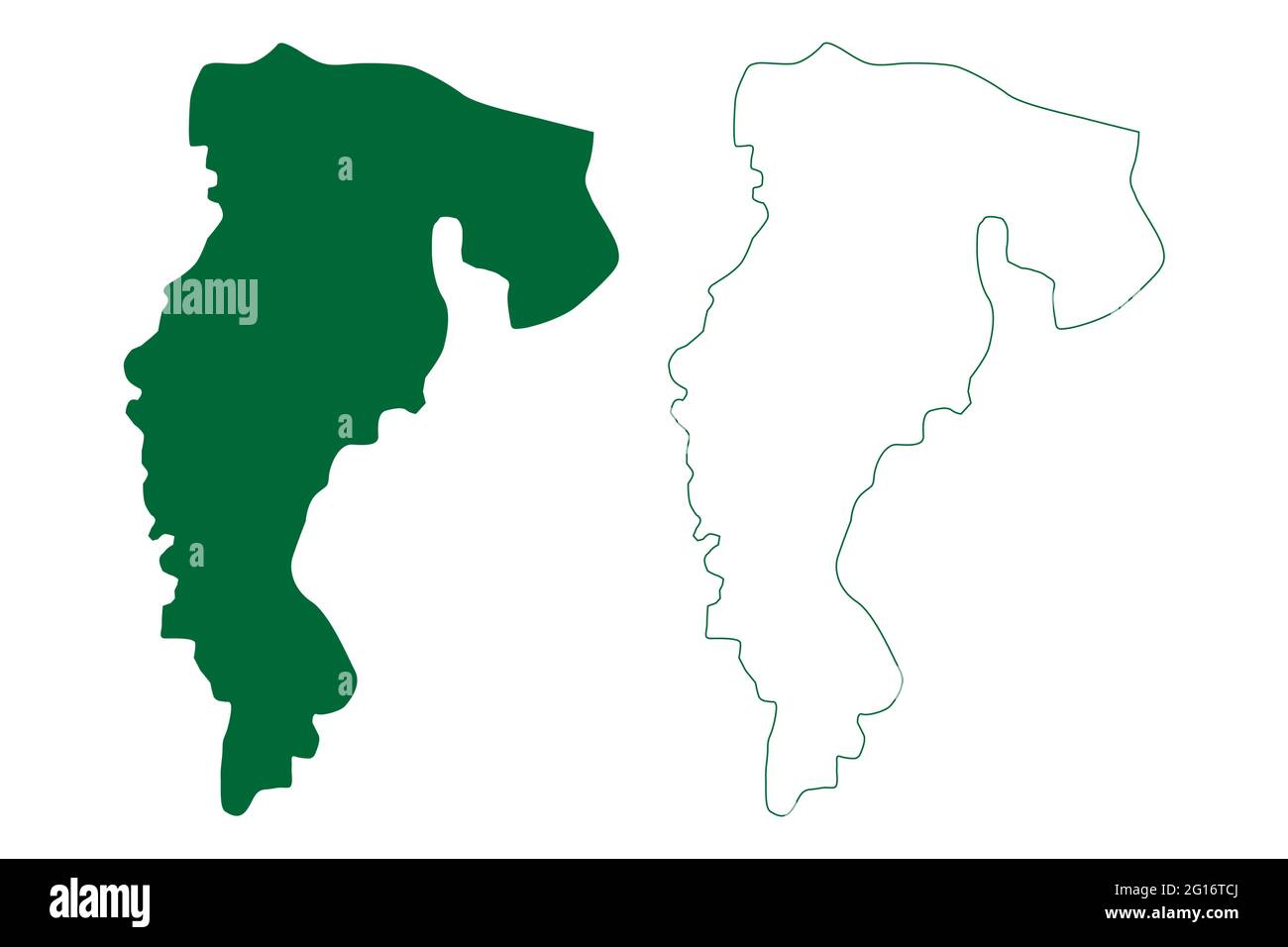 Kakching district (Manipur State, Republic of India) map vector ...