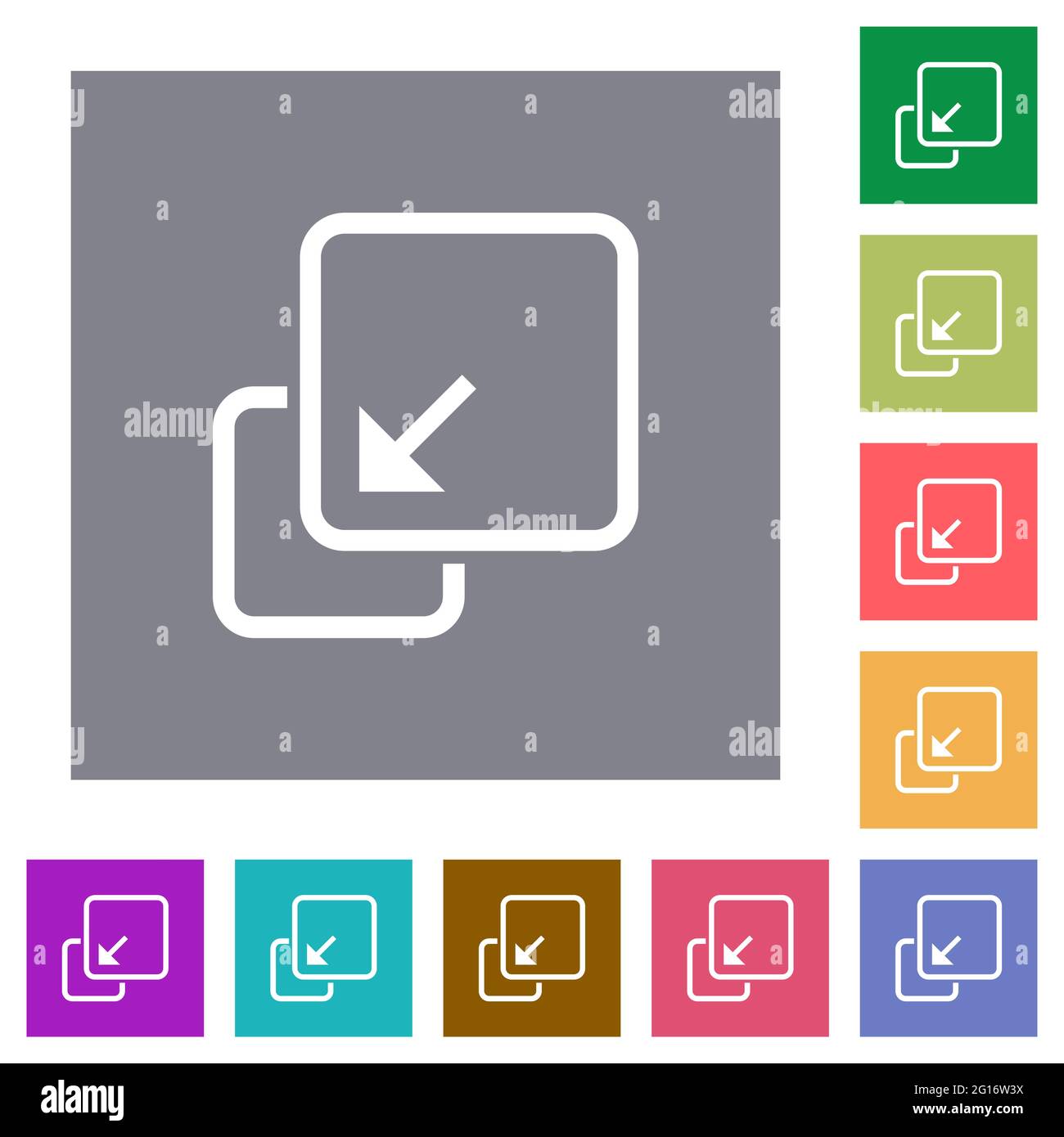 Collapse element flat icons on simple color square backgrounds Stock ...