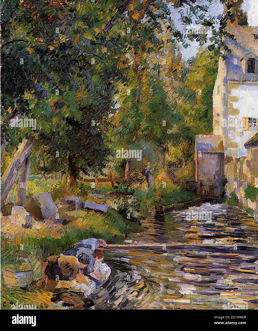Camille Pissarro - Laundry MILL Osny 1884 Stock Photo - Alamy