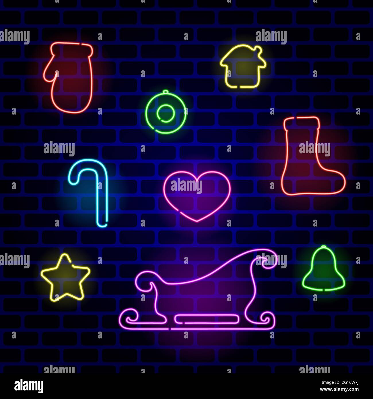 Set Of Neon Christmas Decoration Decorative Christmas Toy Bright