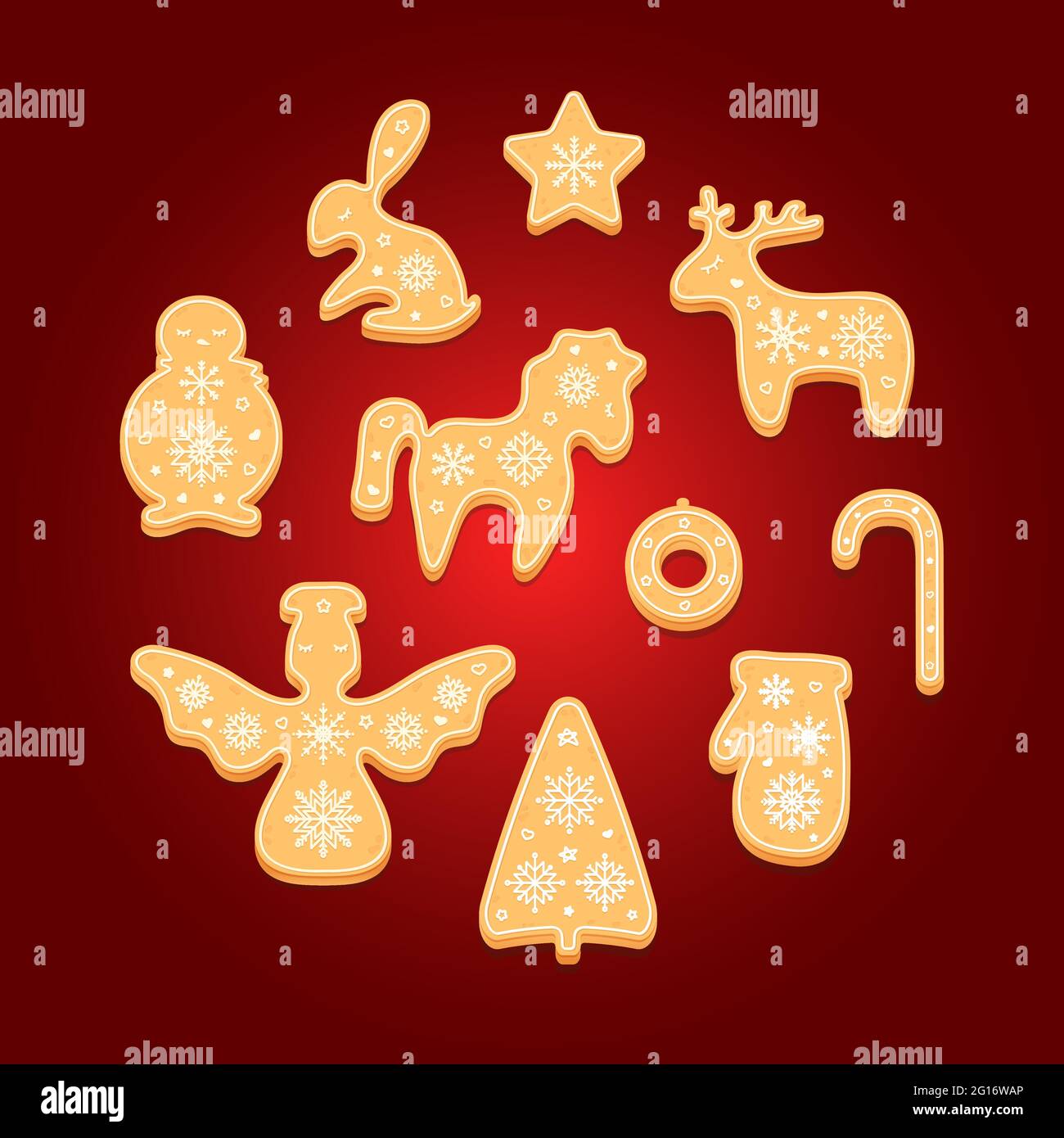 Set of gingerbread cookies. Decorative Christmas biscuits. Vector ...