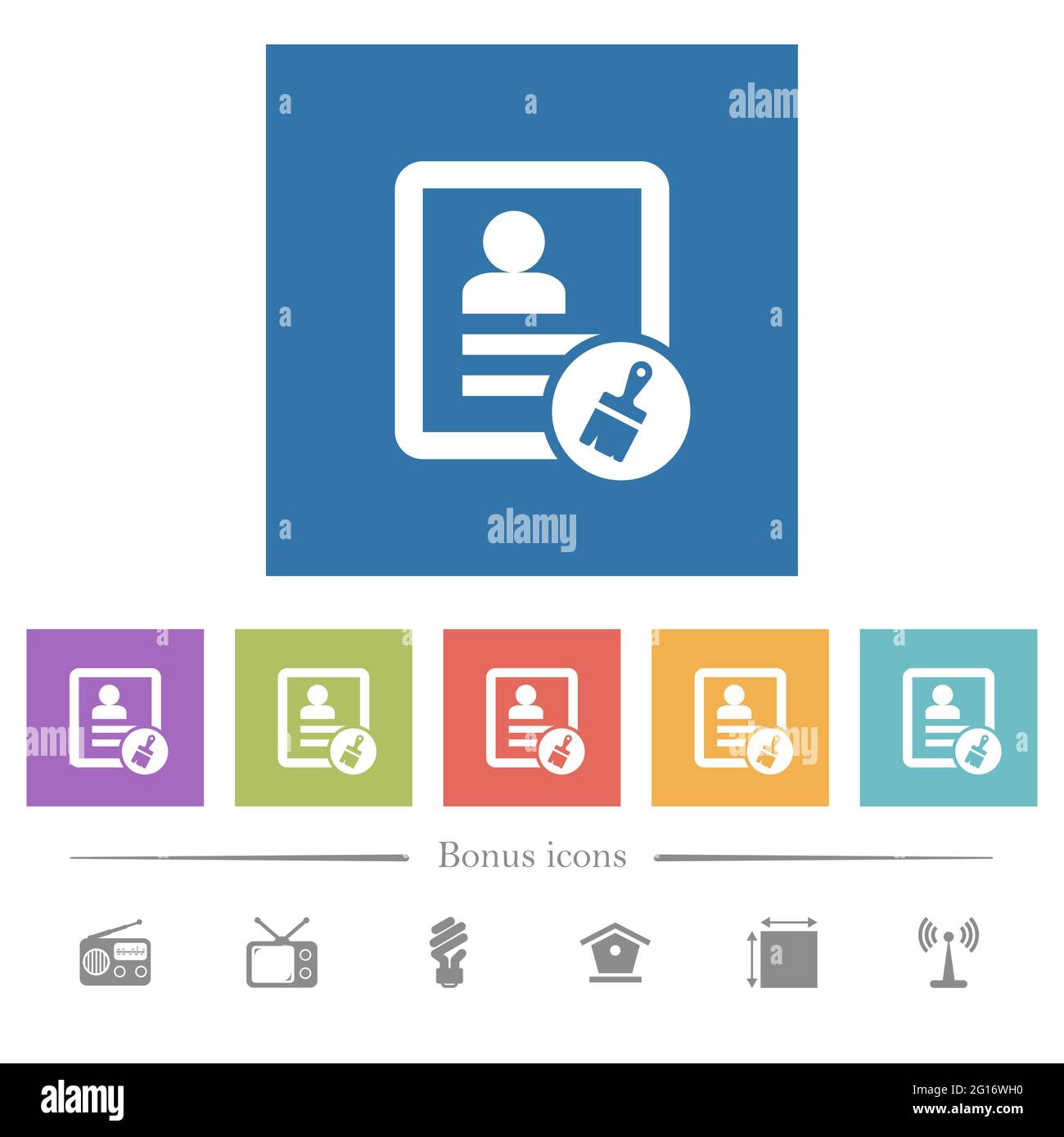 Paste contact flat white icons in square backgrounds. 6 bonus icons ...