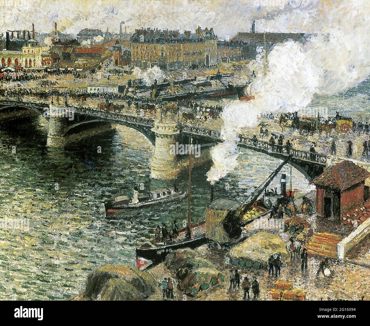 Camille Pissarro - Pont Boieldieu in Rouen Rainy Weather Stock Photo ...