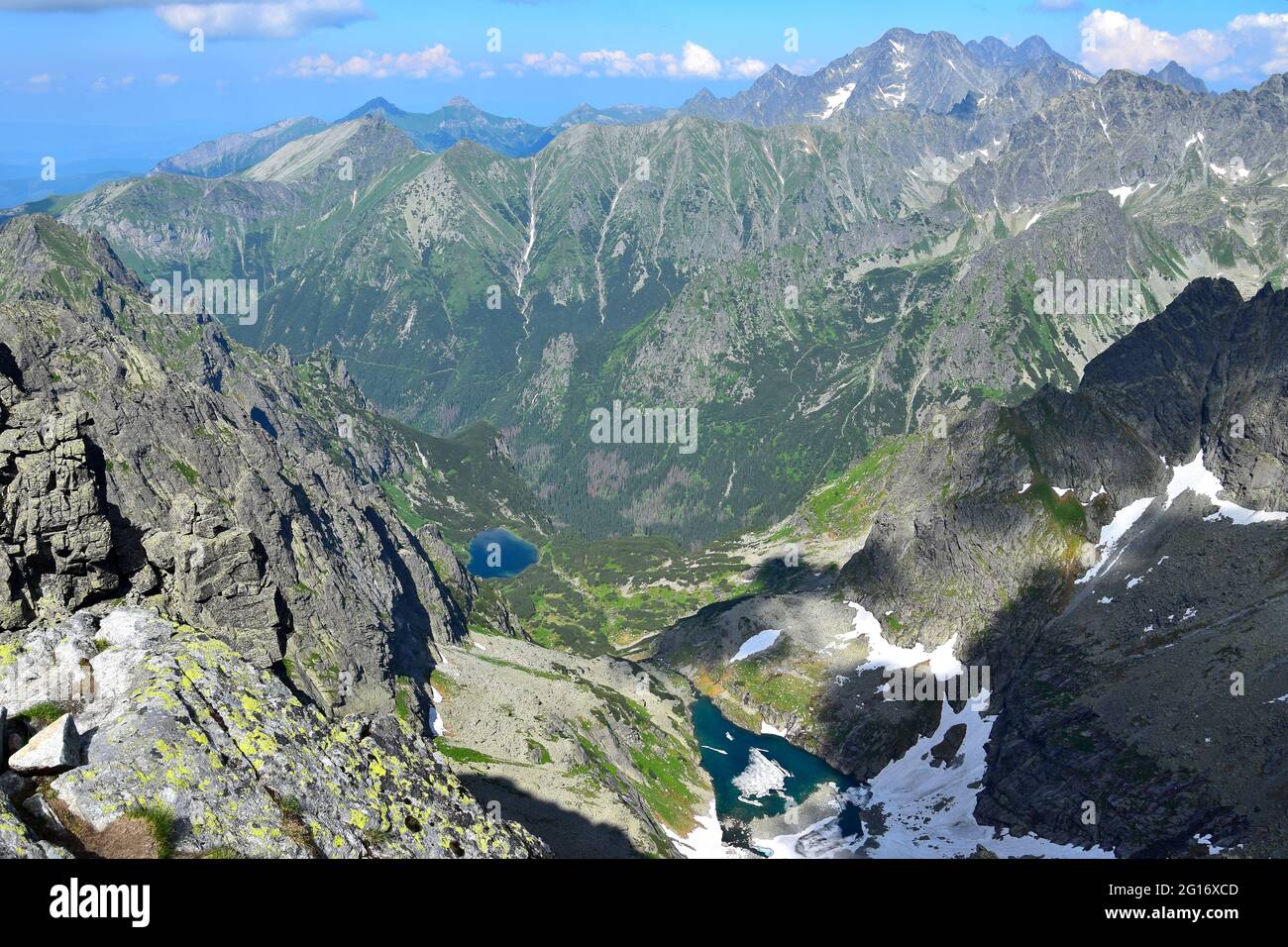 Fantastic view from the summit of mount Rysy, one of the highest ...