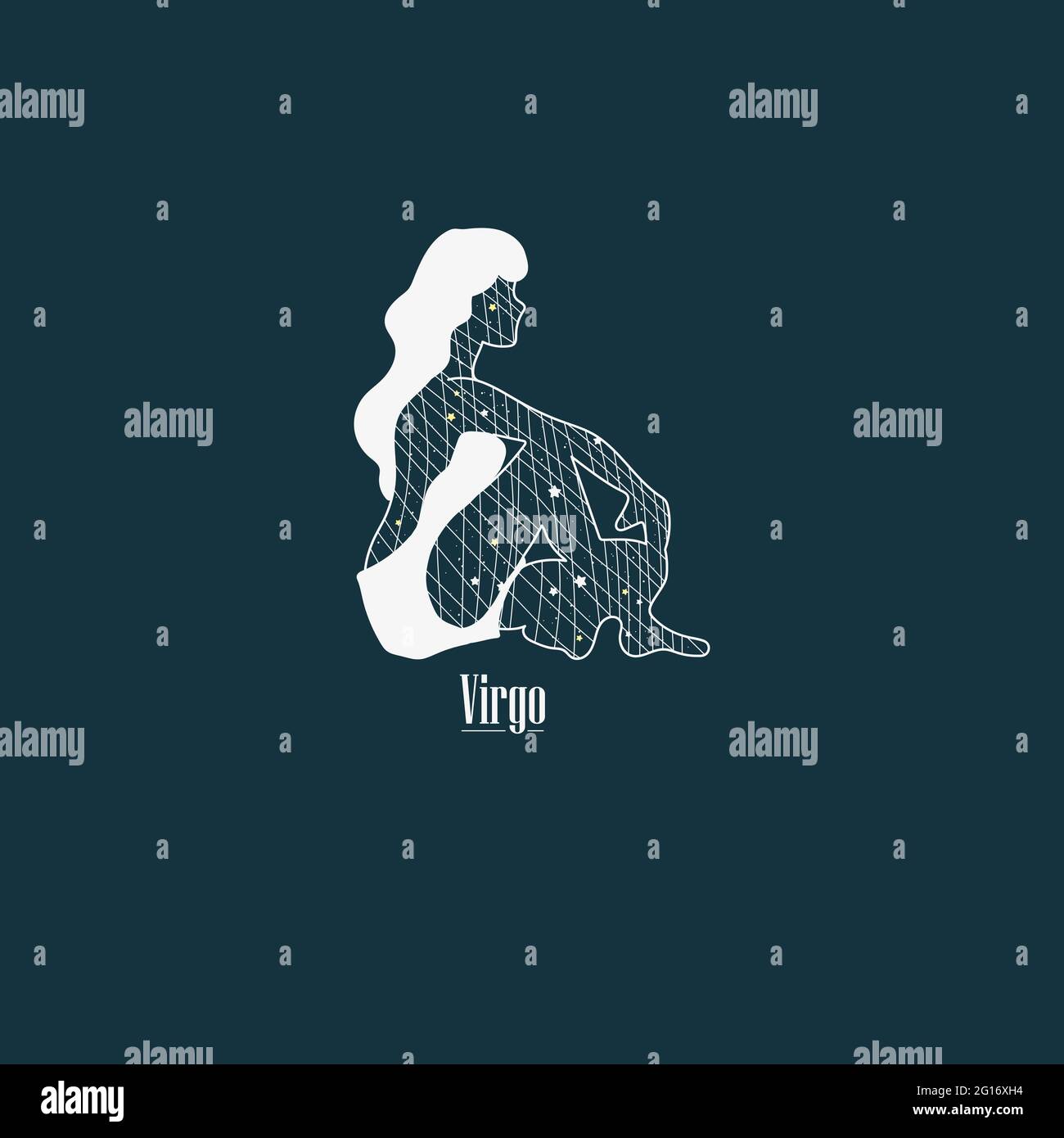 Virgo. Zodiac sign design. Zodiac design with star grid. Abstract virgo ...