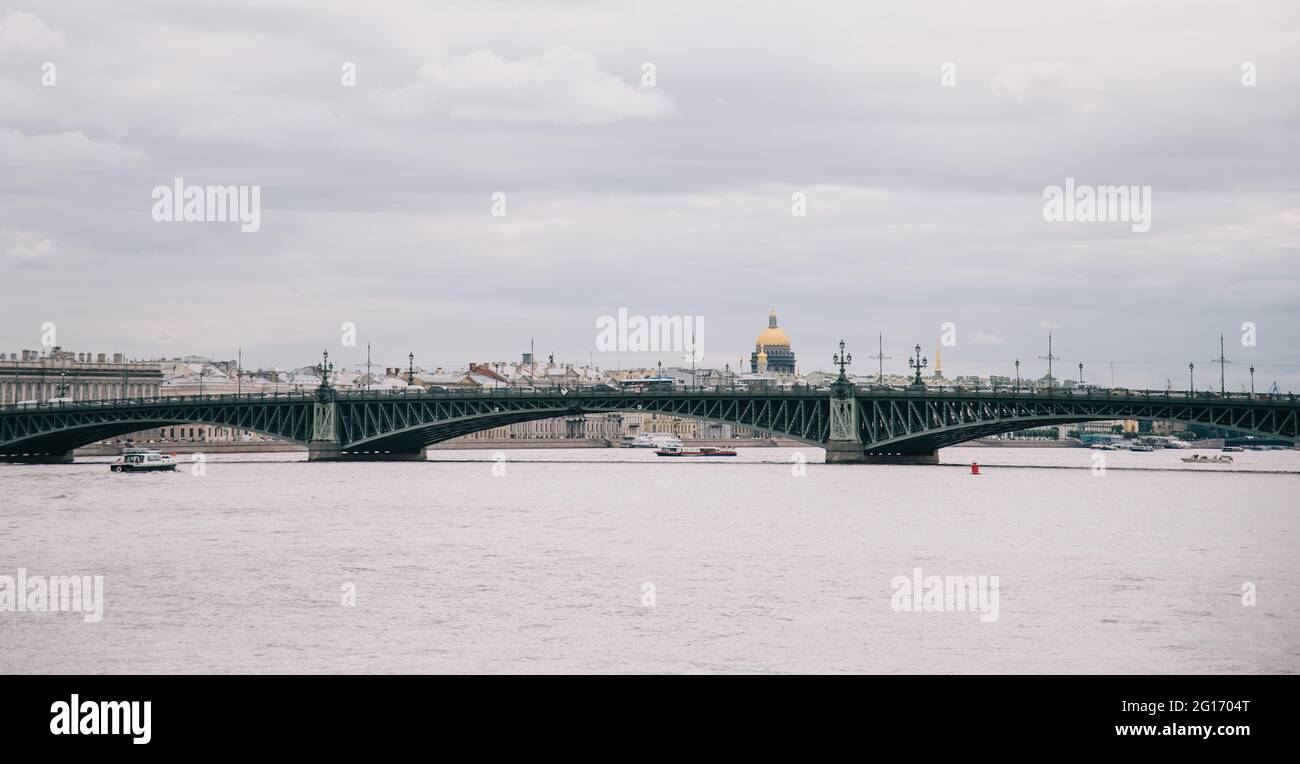 City landscape of Trinity Bridge. In the background is the dome of St ...