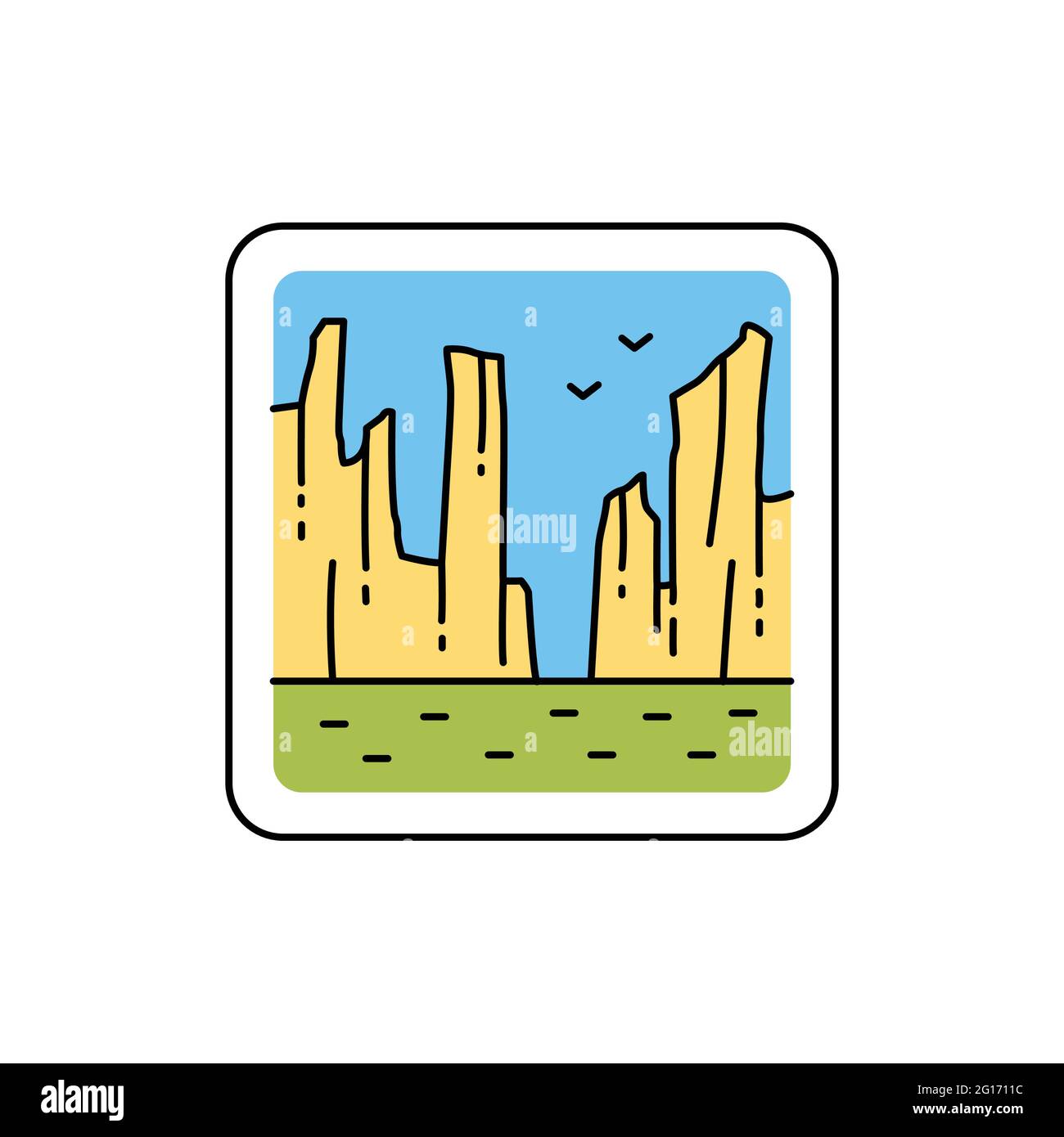 Canyon color line icon. Isolated vector element. Outline pictogram for ...