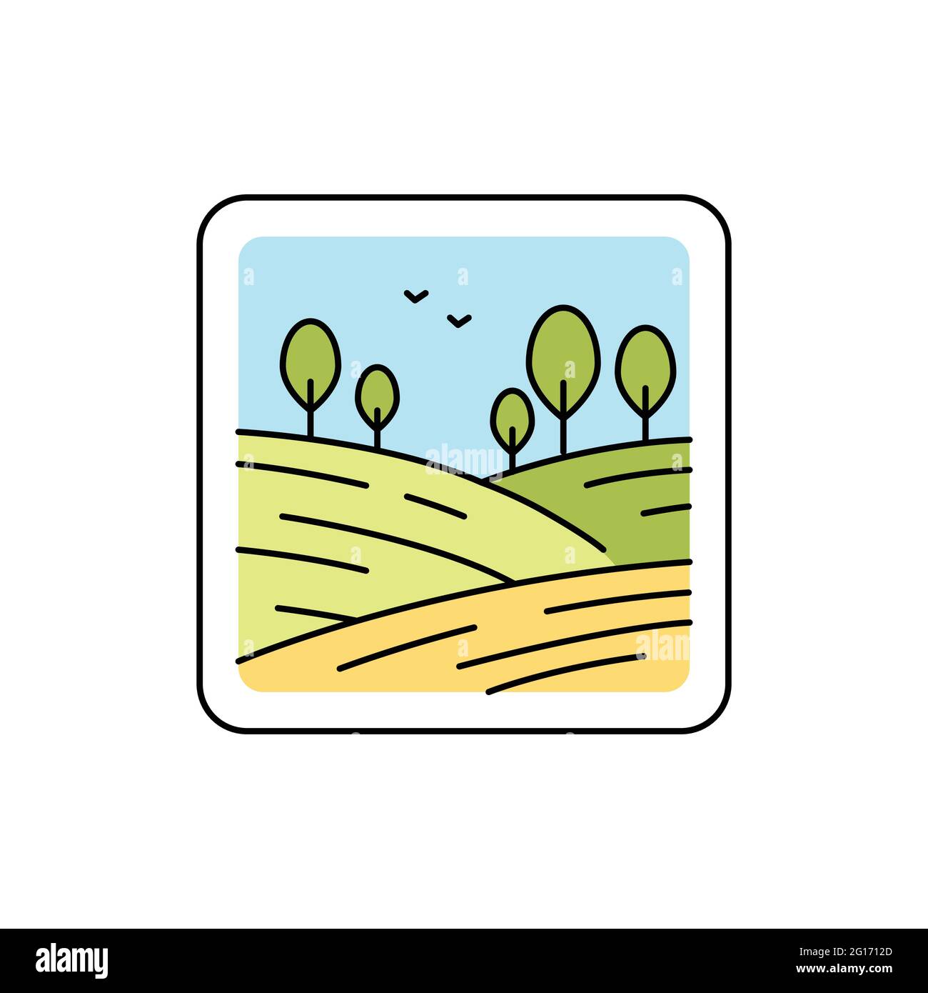 Meadow color line icon. Isolated vector element. Outline pictogram for ...