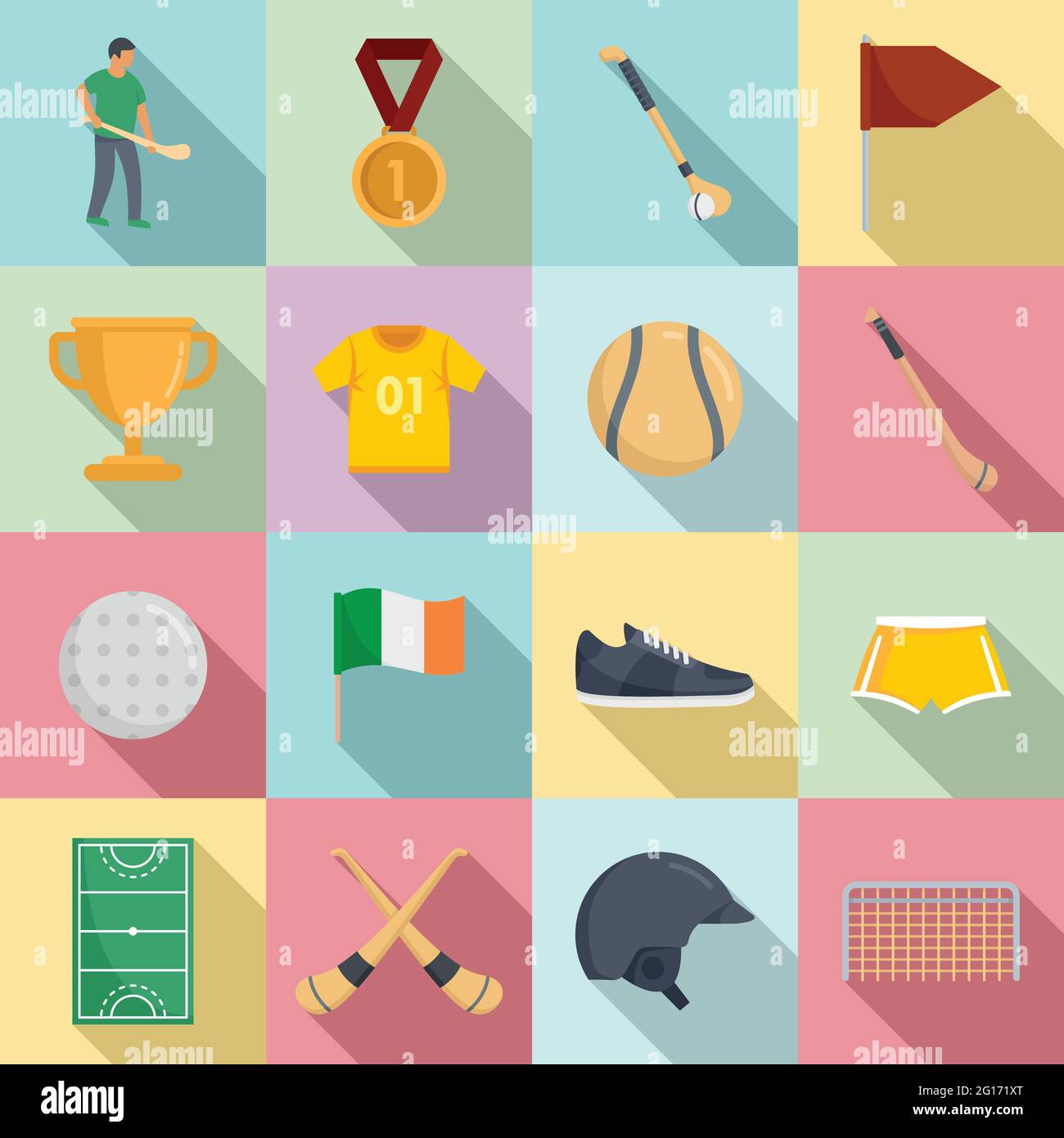Hurling icons set, flat style Stock Vector Image & Art - Alamy