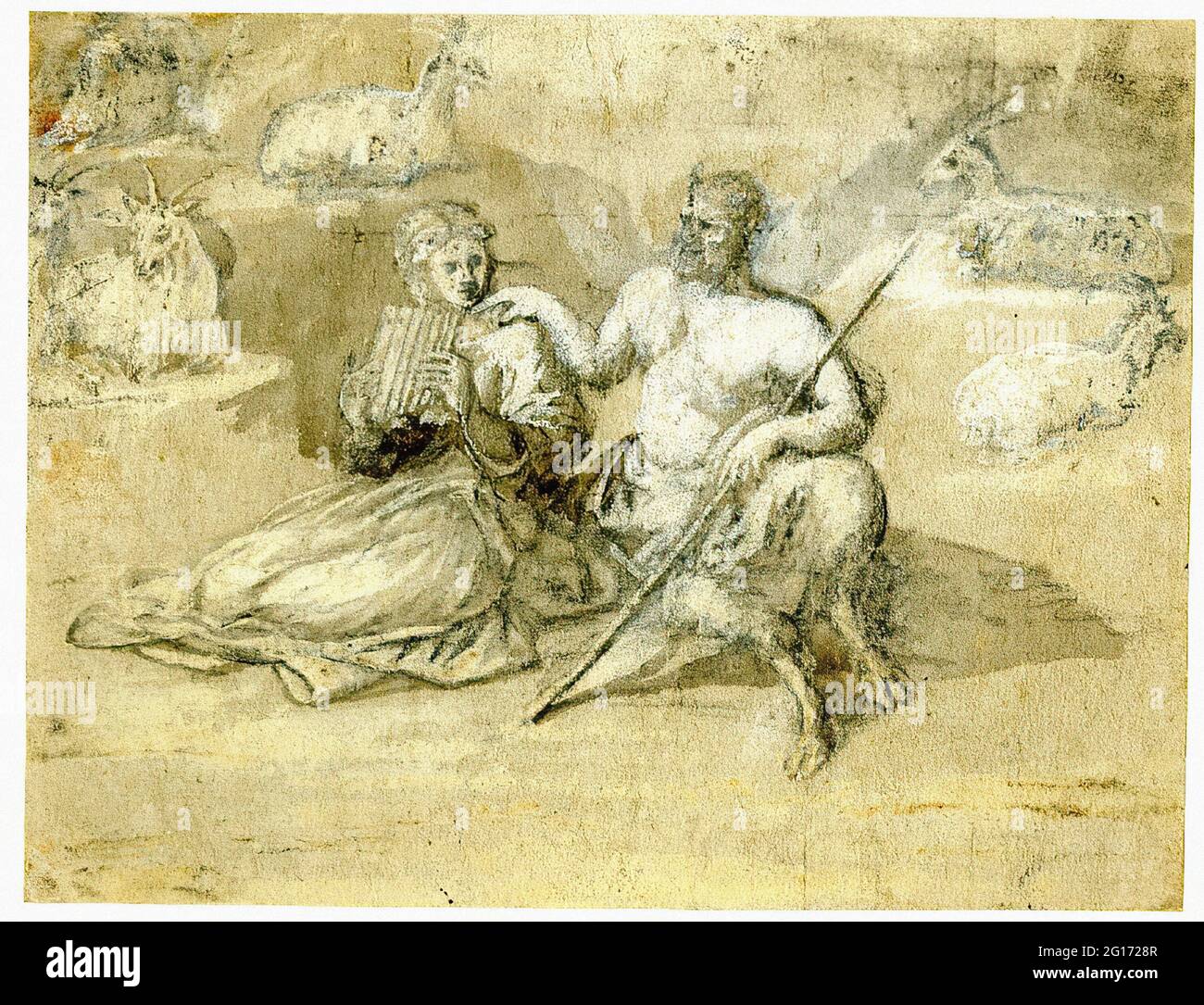 Claude Lorrain - Drawing Satyr Girl Goats Stock Photo - Alamy