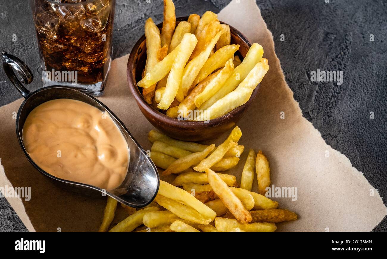 Close up view of delicious french fries Stock Photo - Alamy