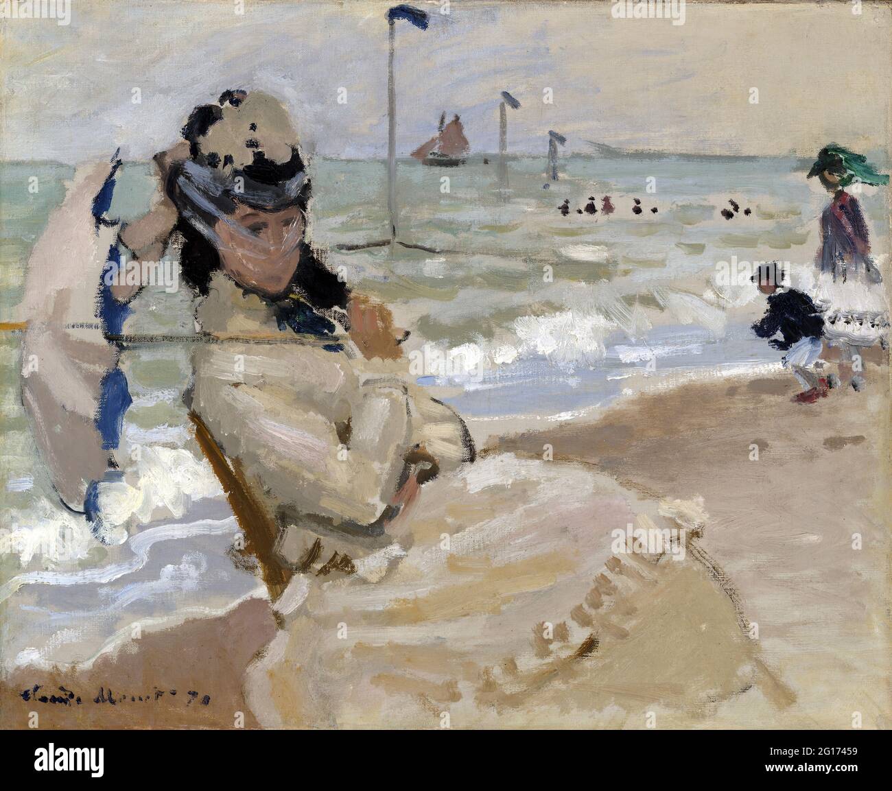 Claude Monet - Camille on the Beach in Trouville Stock Photo - Alamy