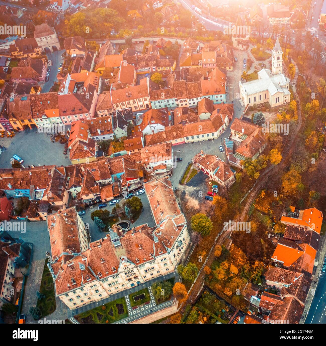 Sighisoara Citadel courtyard Stock Photo - Alamy