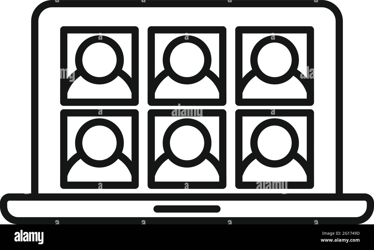 Laptop group video call icon, outline style Stock Vector Image & Art ...