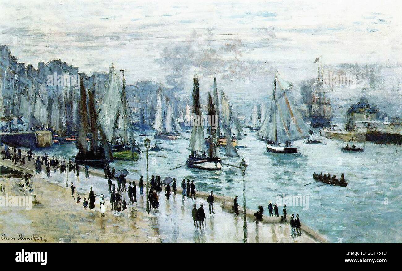 Claude Monet - Fishing Boats Leaving Harbor Le Havre 1874 Stock Photo ...