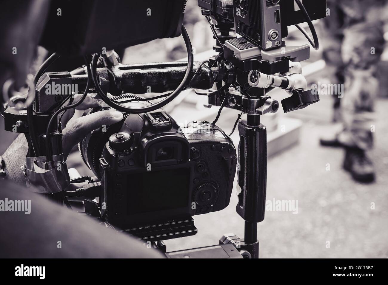 detail of Video camera , film crew production, behind the scenes ...