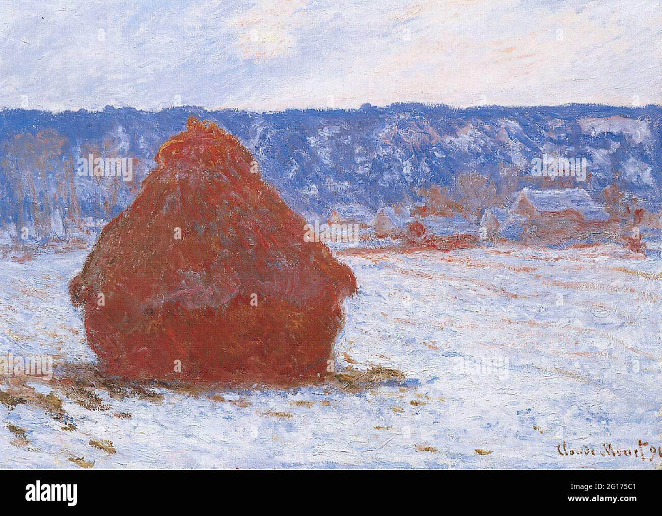 Claude Monet - Grainstack Overcast Weather Snow Effect 1891 Stock Photo ...