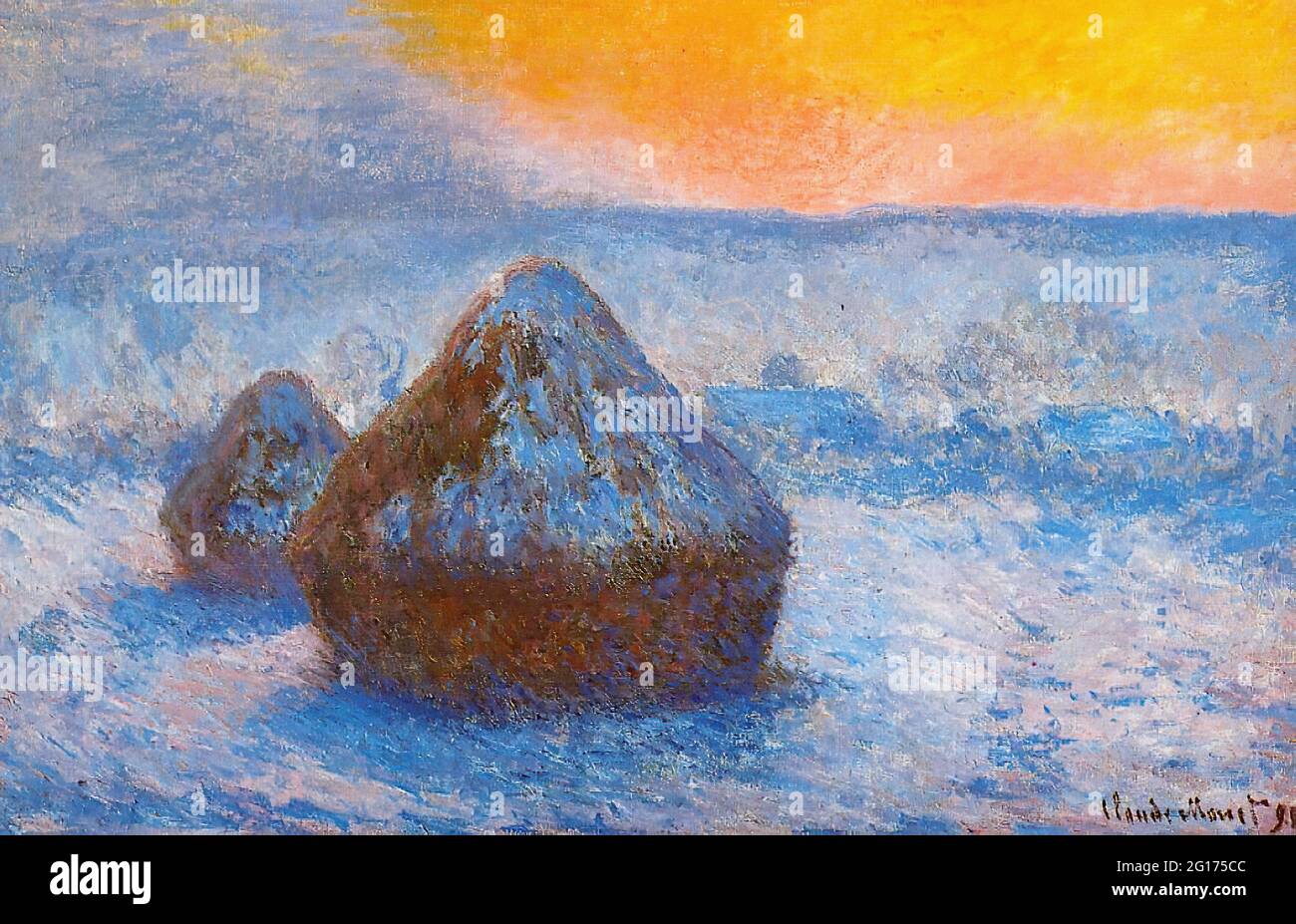 Claude Monet - Grainstacks Sunset Snow Effect 1891 Stock Photo - Alamy