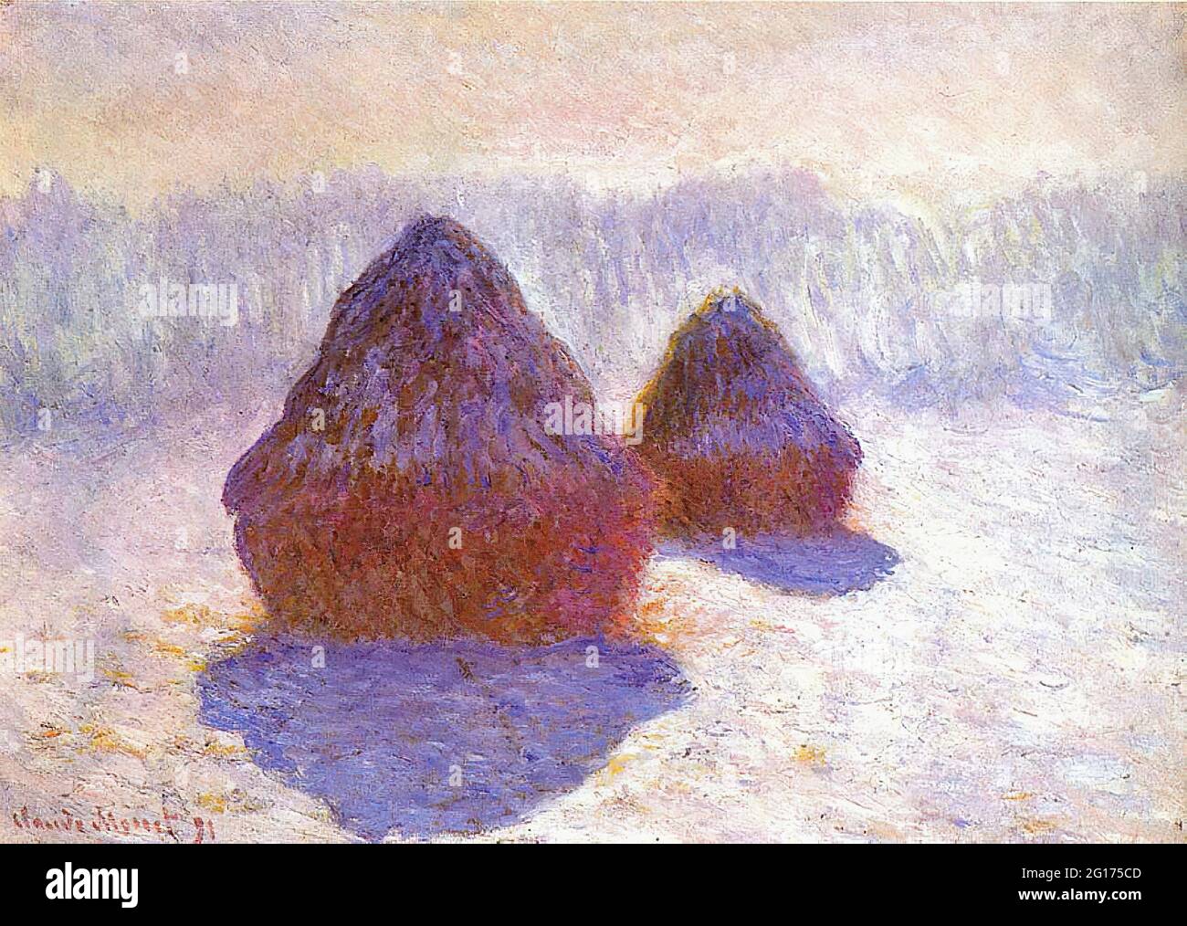 Claude Monet - Grainstacks White Frost Effect Db70 1891 Stock Photo - Alamy