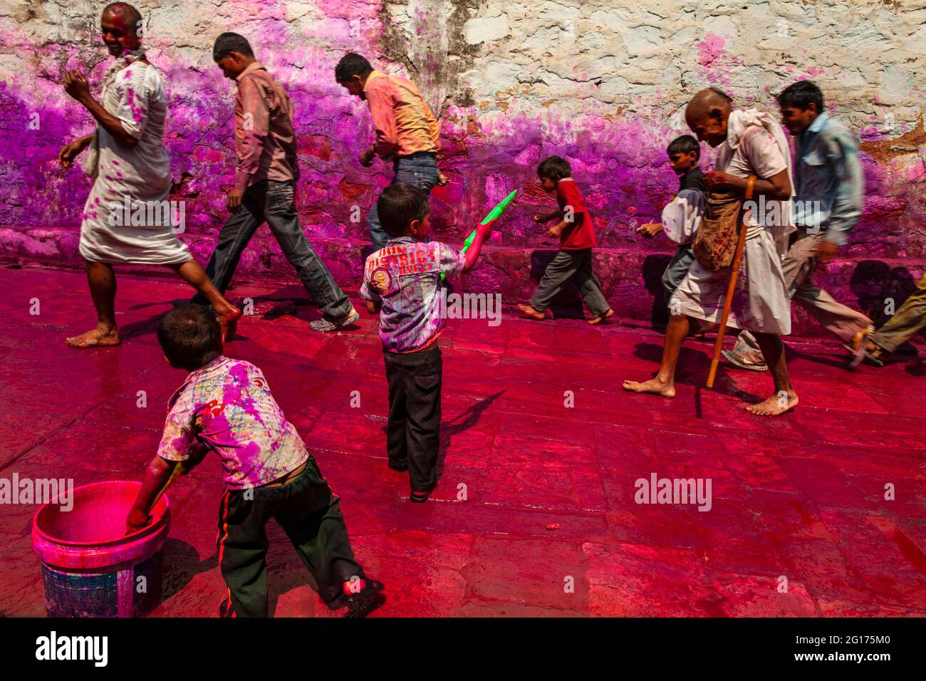 People of Barsana,Uttar Pradesh,India playing holi with colour in the ...