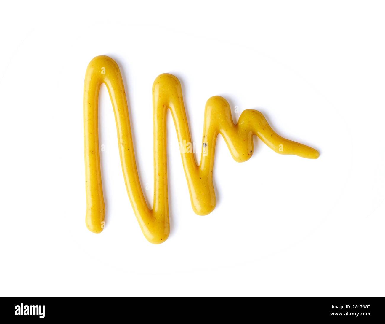 Splashes of mustard isolated on white background, top view Stock Photo ...