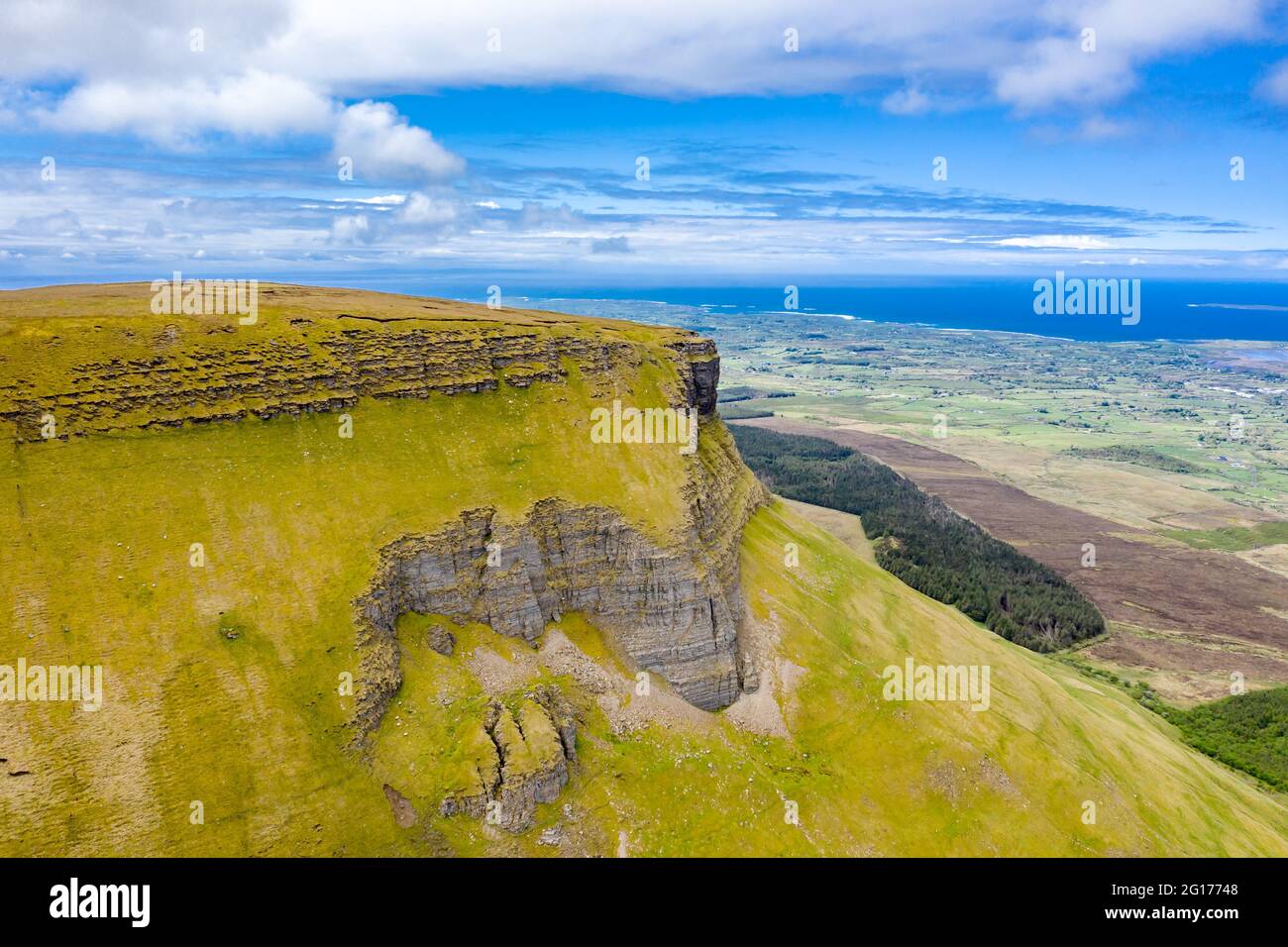 Aerial view of the mountain Benbulbin in County Sligo, Ireland Stock ...